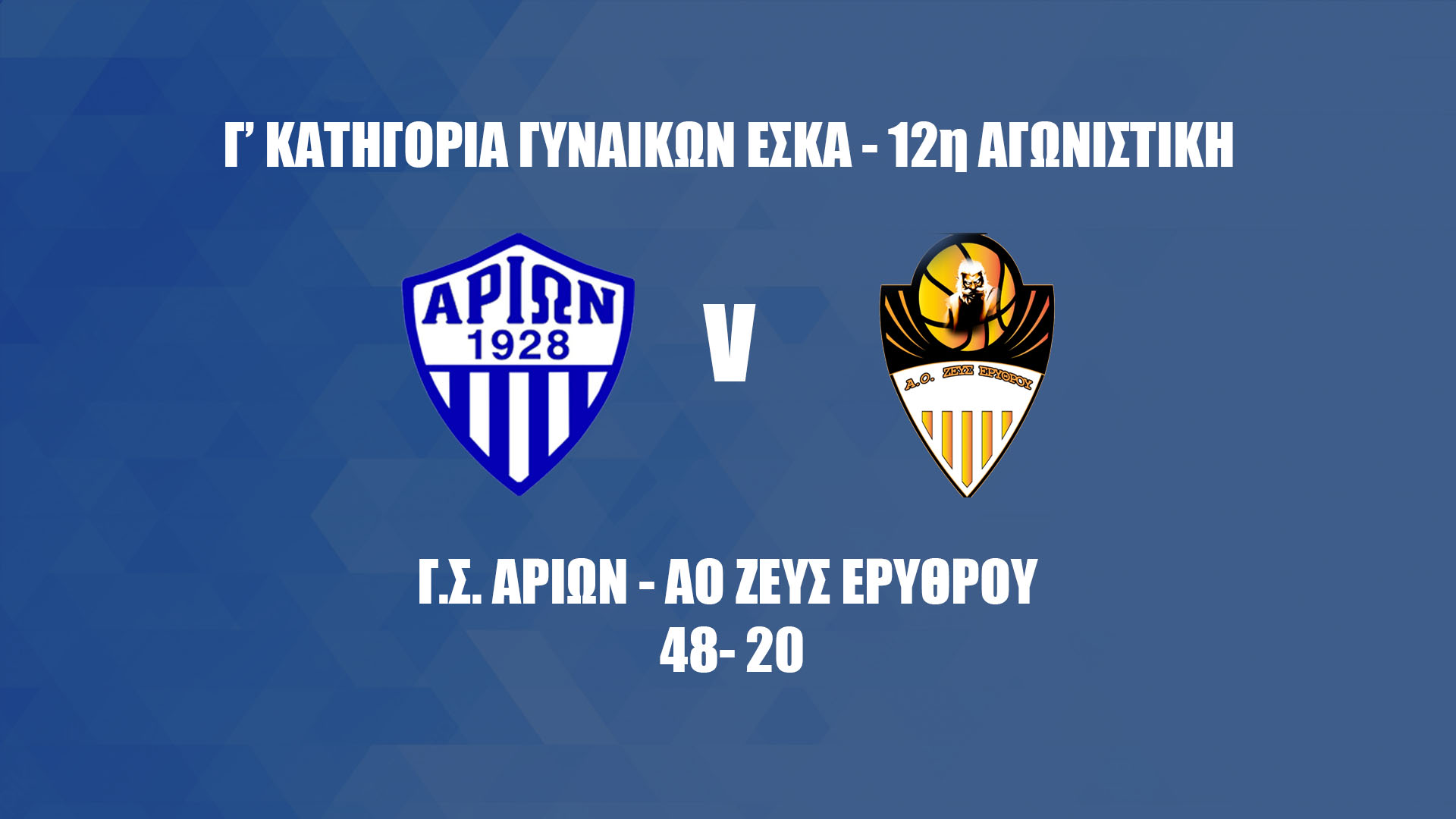 Αρίων - Ζευς Ερυθρού 48-20: Με νίκη έκλεισε το 2022!